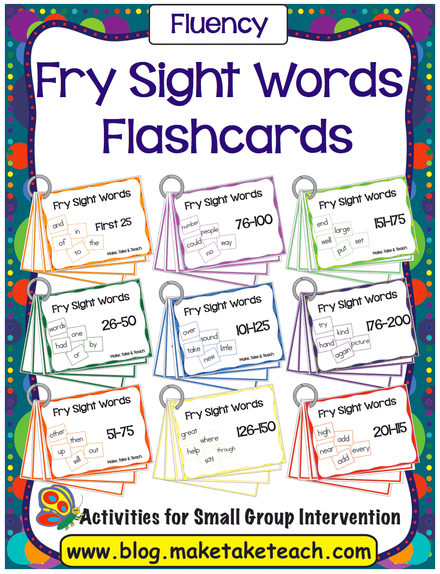 Fry Sight Word Flashcards Make Take Teach